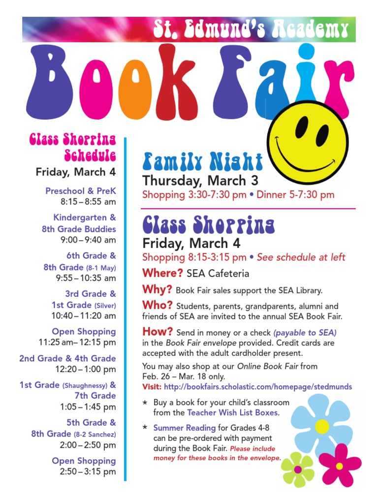 St. Edmund's Academy Book Fair Schedule | PDF