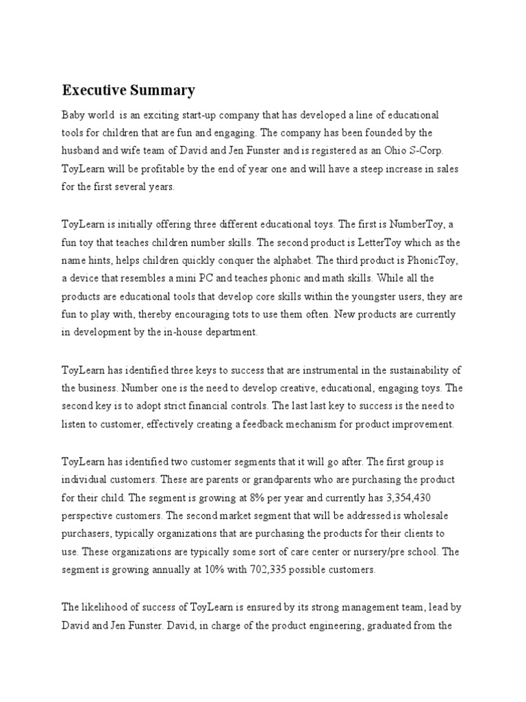 Executive Summary | PDF | Market Segmentation | Sales