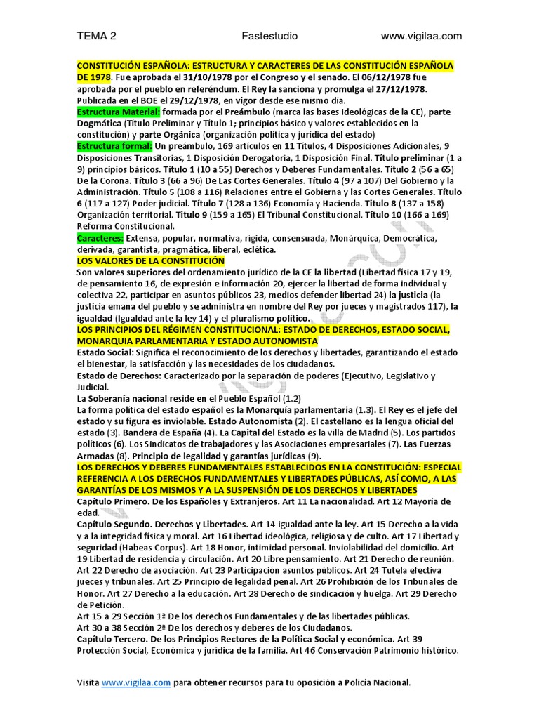 Tema 2 CNP | PDF | Derecho Constitucional | Derechos