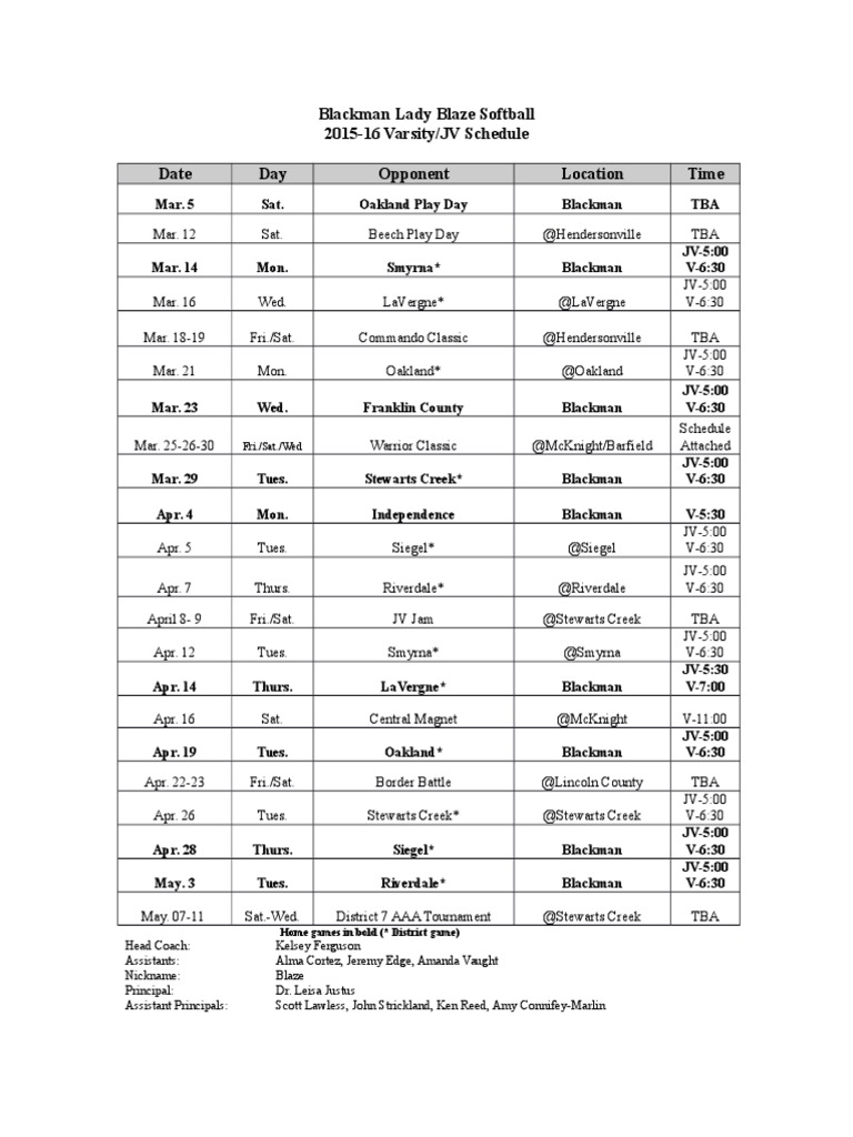 2015-2016 Schedule | PDF