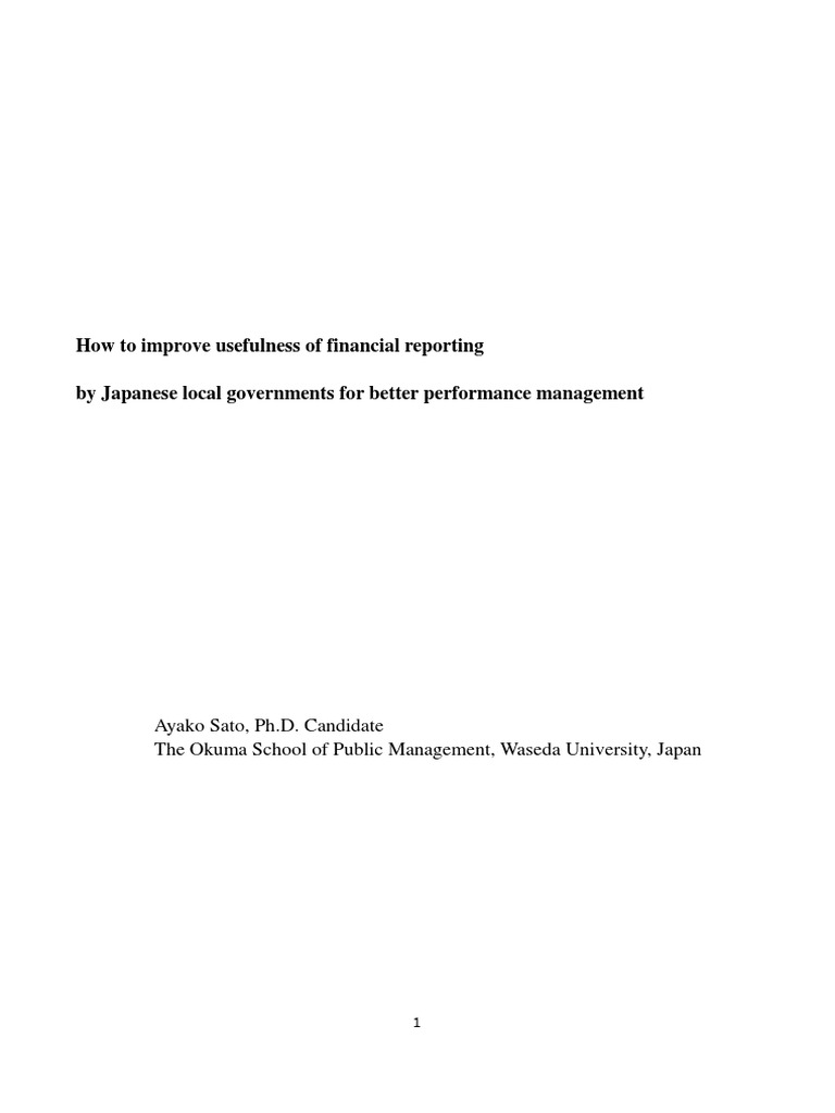 How To Improve Usefulness of Financial Reporting by Japanese Local ...