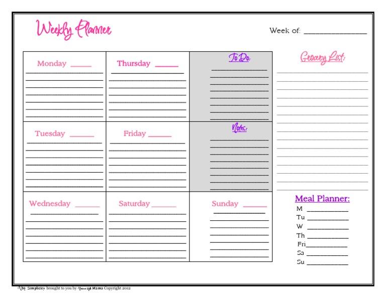 Weekly Planner | PDF