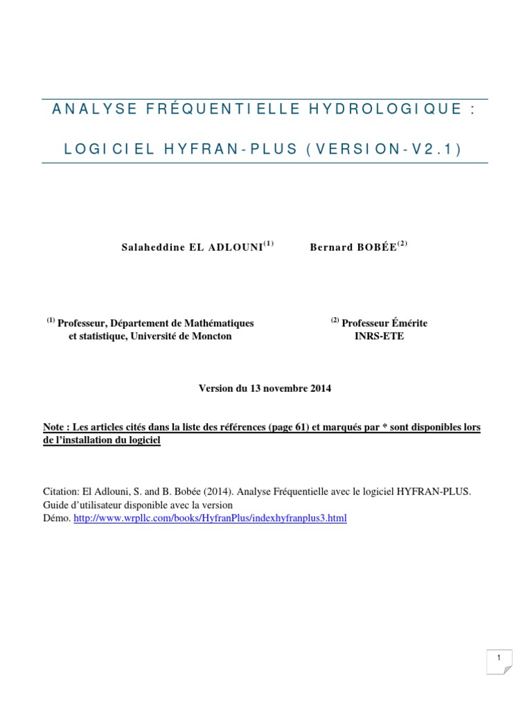 Hyfran - Plus Guide Utilisateur | PDF | Loi de probabilité | Logarithme