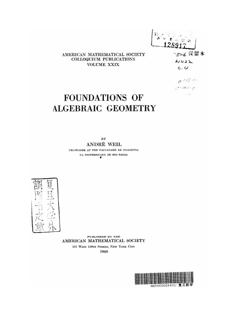 Foundations of Algebraic Geometry by Andre Weil | PDF