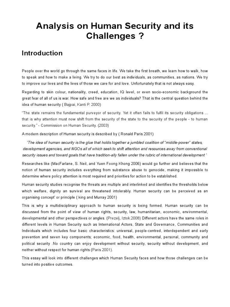 PDF Analysis On Human Security and Its Challenges | PDF | Human ...