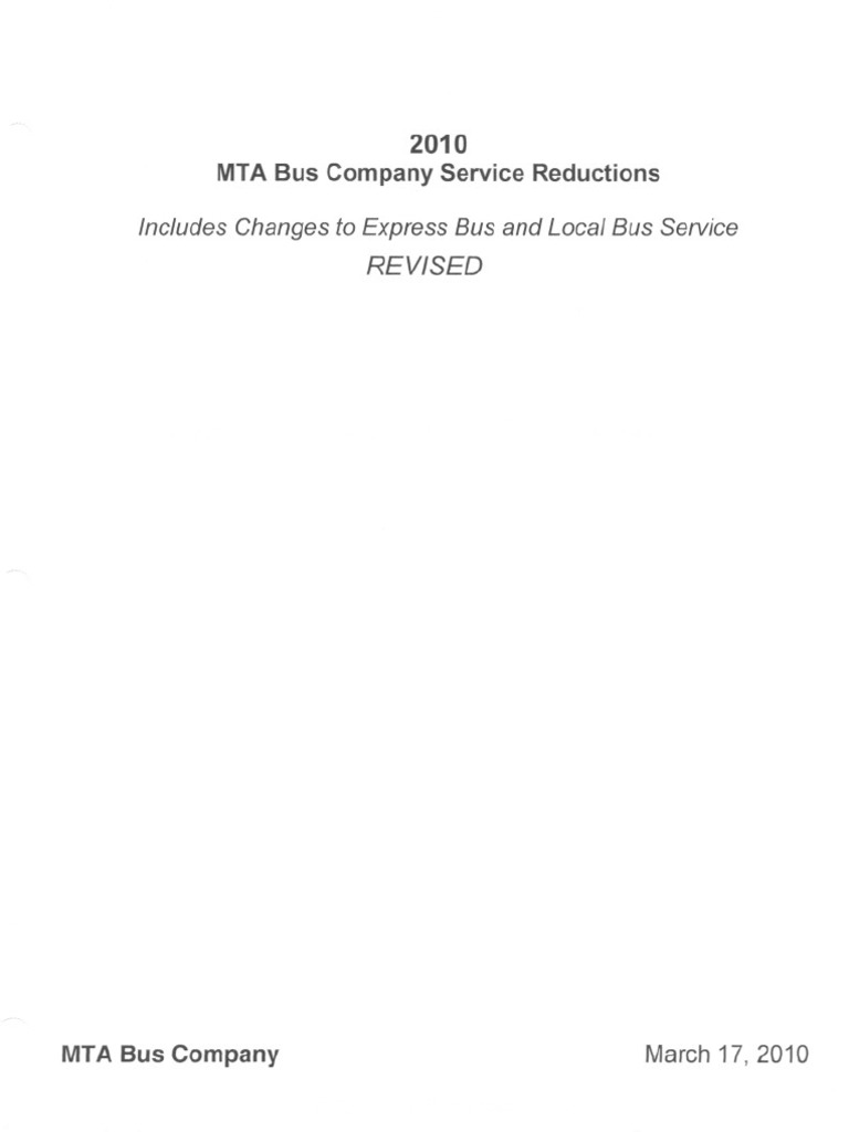 MTA Revised Service Changes | PDF | Manhattan | New York City