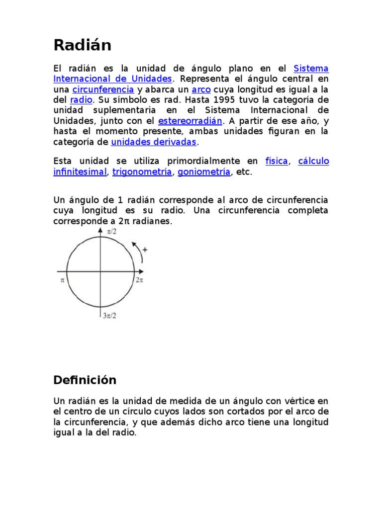 Definición y Utilidad del Radian | PDF | Geometría Elemental | Medida ...