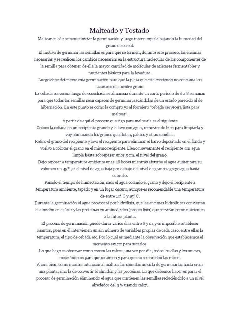 Proceso de Malteado y Tostado de Cerveza | PDF | Germinación | Cerveza