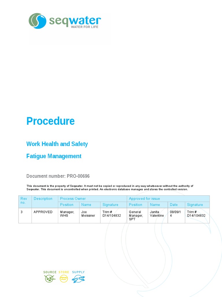 96 Corporate Safety - WHS Fatigue Management Procedure | PDF | Shift ... 96 Corporate Safety - WHS Fatigue Management Procedure | PDF | Shift ...