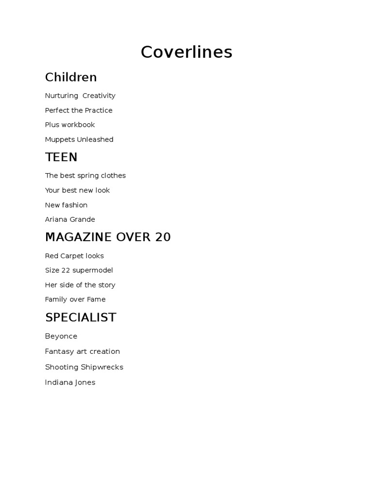 Coverlines | PDF
