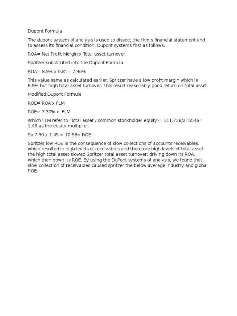 Financial Analysis with DuPont Formula | PDF | Finance & Money Management