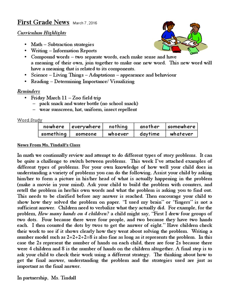 First Grade News: Curriculum Highlights | PDF | Teaching Mathematics