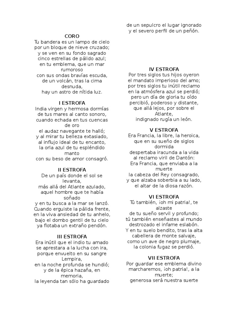 Himno Nacional de Honduras | PDF
