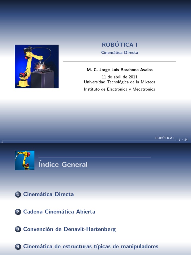 RoboticaI Cinematica Directa | PDF | Cinemática | Enseñanza de matemática