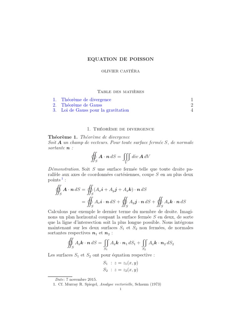 Équation de Poisson et Applications | PDF | Divergence (analyse ...