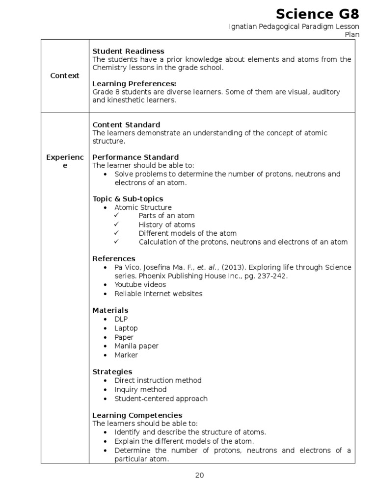 8th Grade Atomic Structure Lesson Plan | PDF | Atoms | Lesson Plan