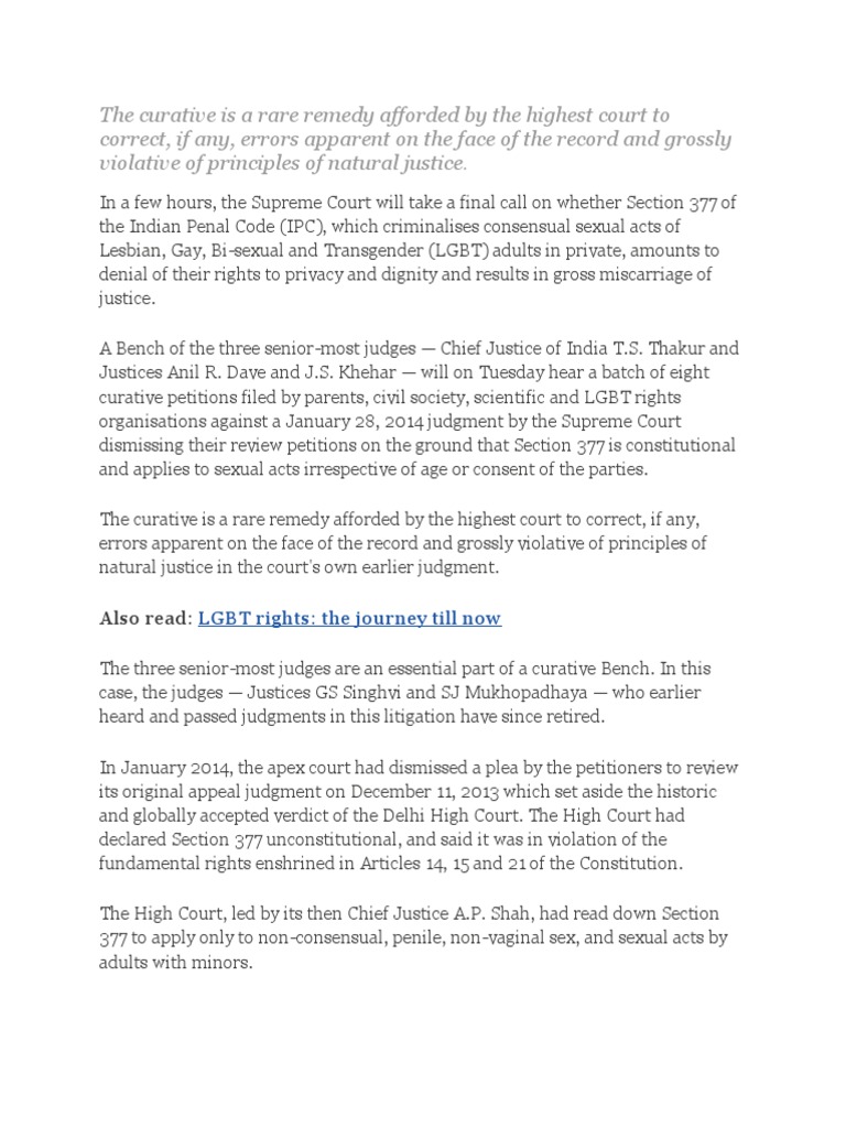 The Curative Is A Rare Remedy Afforded by The Highest Court To Correct ...