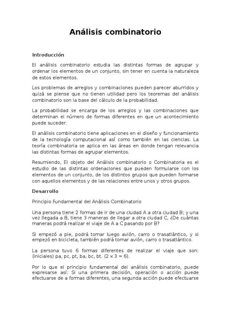 Análisis Combinatorio | PDF | Combinatoria | Permutación
