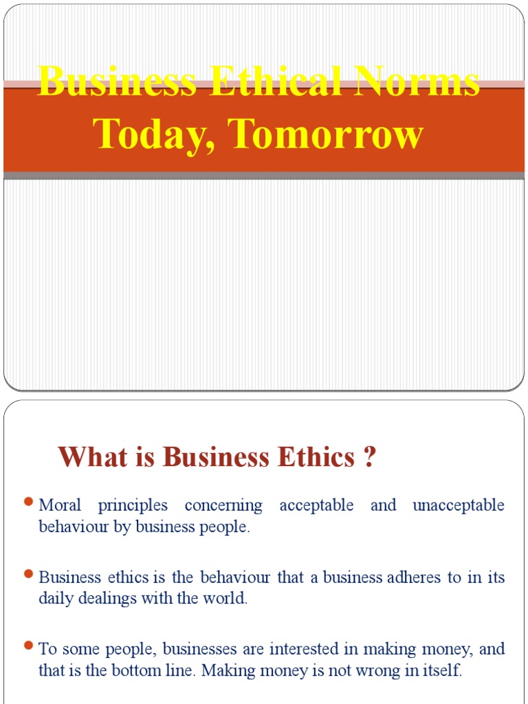 Business Ethical Norms Today, Tomorrow | PDF | Business Ethics ...