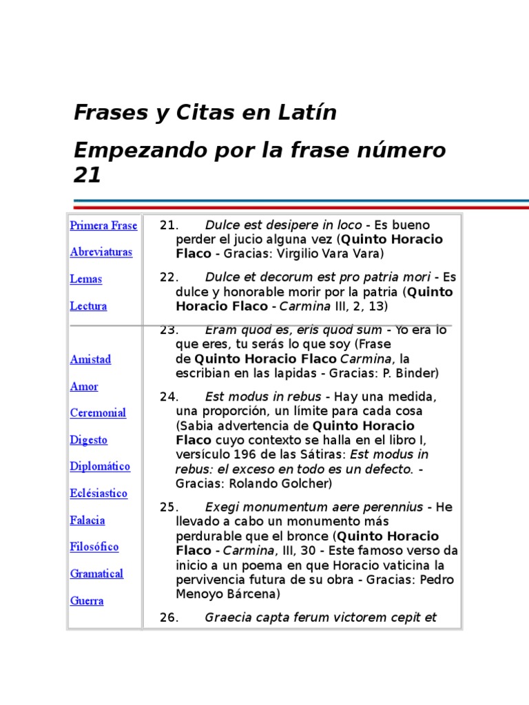Frases y Citas en Latín | PDF | Horacio | latín