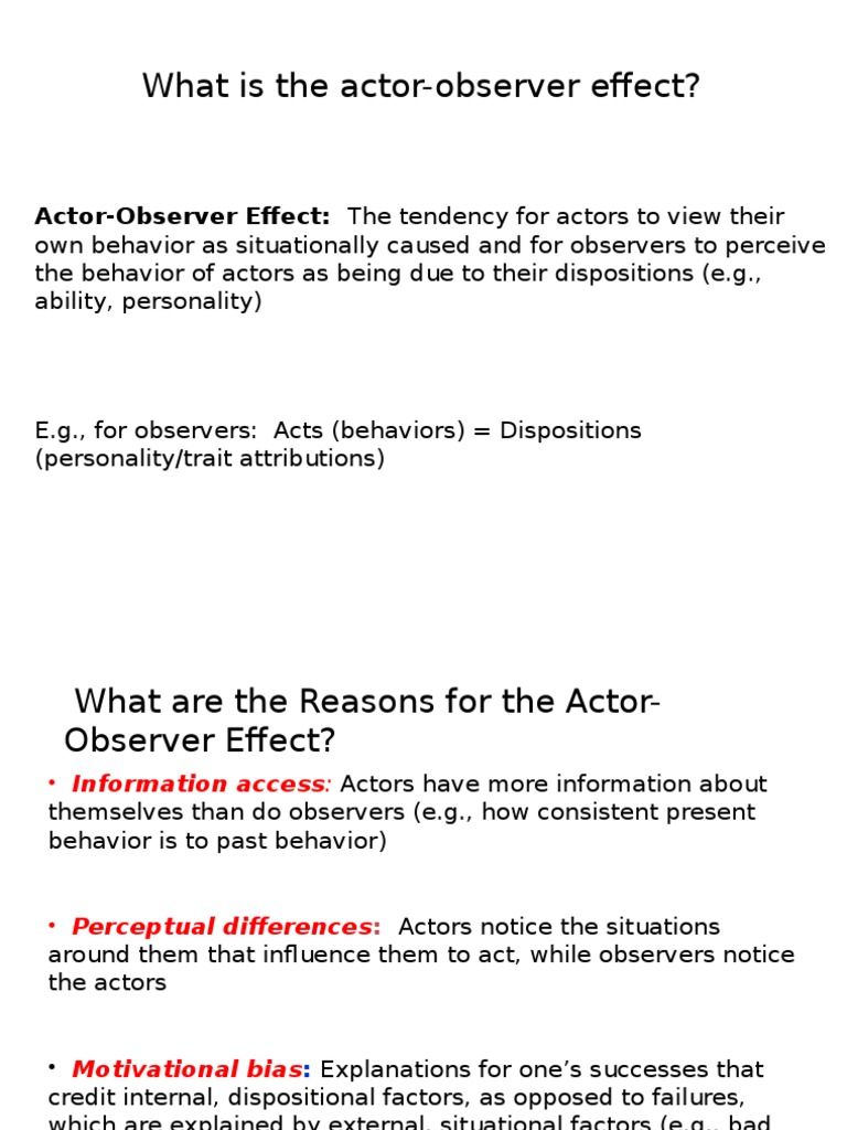 What Is The Actor-Observer Effect? | PDF | Metaphysics Of Mind | Mental ...