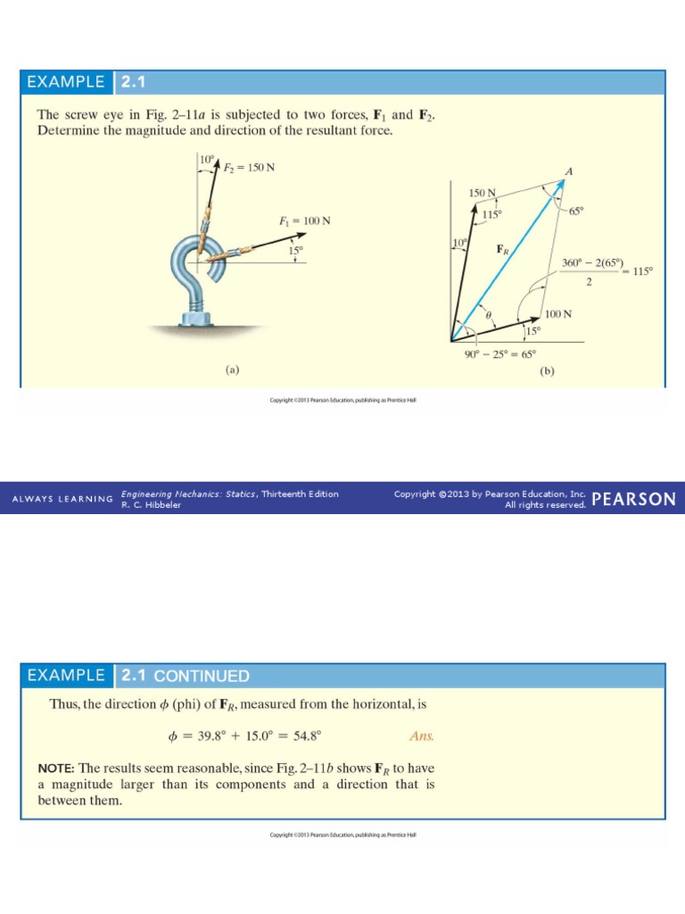 Example 2.1: Engineering Mechanics: Statics, Thirteenth Edition | PDF ...