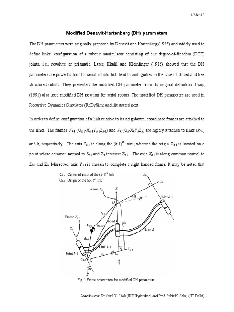 Appendix A - DH Parameter | PDF | Linear Algebra | Algebra