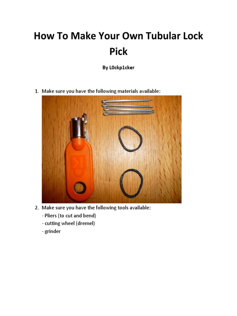 How To Make Your Own Tubular Lockpick | PDF