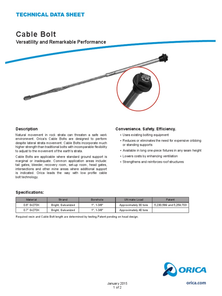 CableBolt TDS | PDF | Technology & Engineering