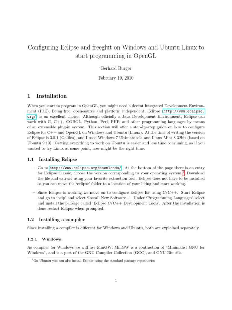 Opengl With Eclipse | PDF | Eclipse (Software) | Operating System Technology