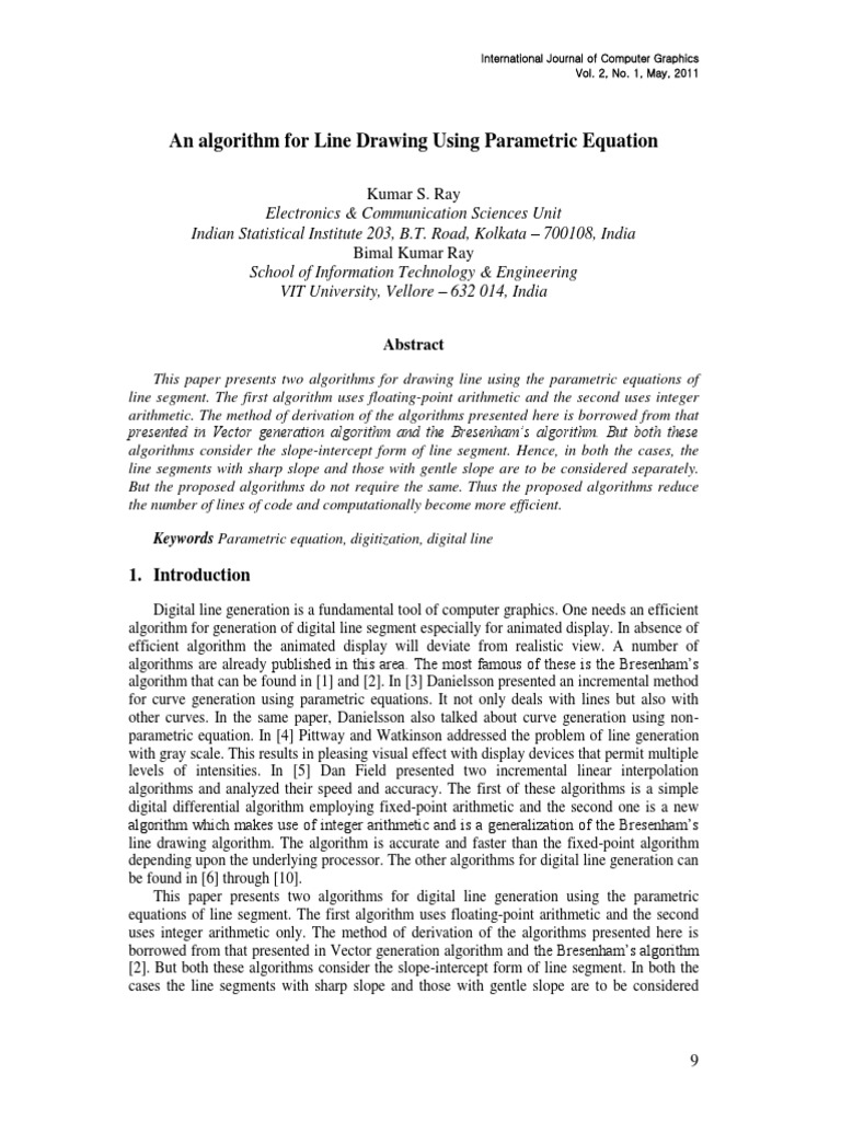 An Algorithm For Line Drawing Using Parametric Equation PDF | PDF ...
