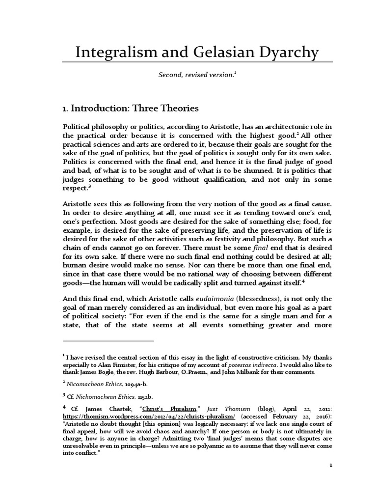 Integralism and Gelasian Dyarchy | PDF | Pope | Augustine Of Hippo