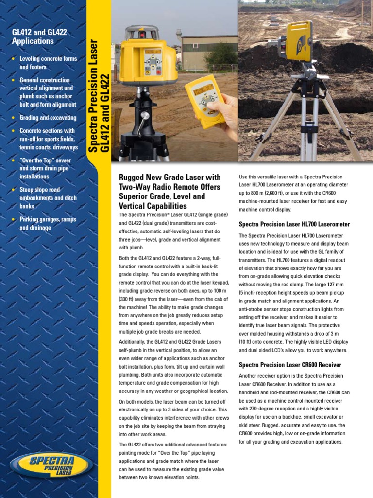 Trimble Spectra Precision Laser GL412 and GL422 | PDF | Laser | Nature
