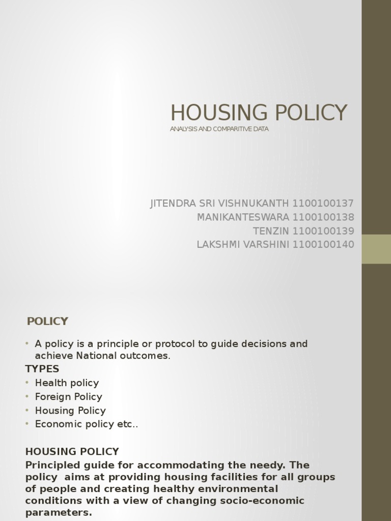 A Comparative Analysis of Housing Policies in China and India with a ...