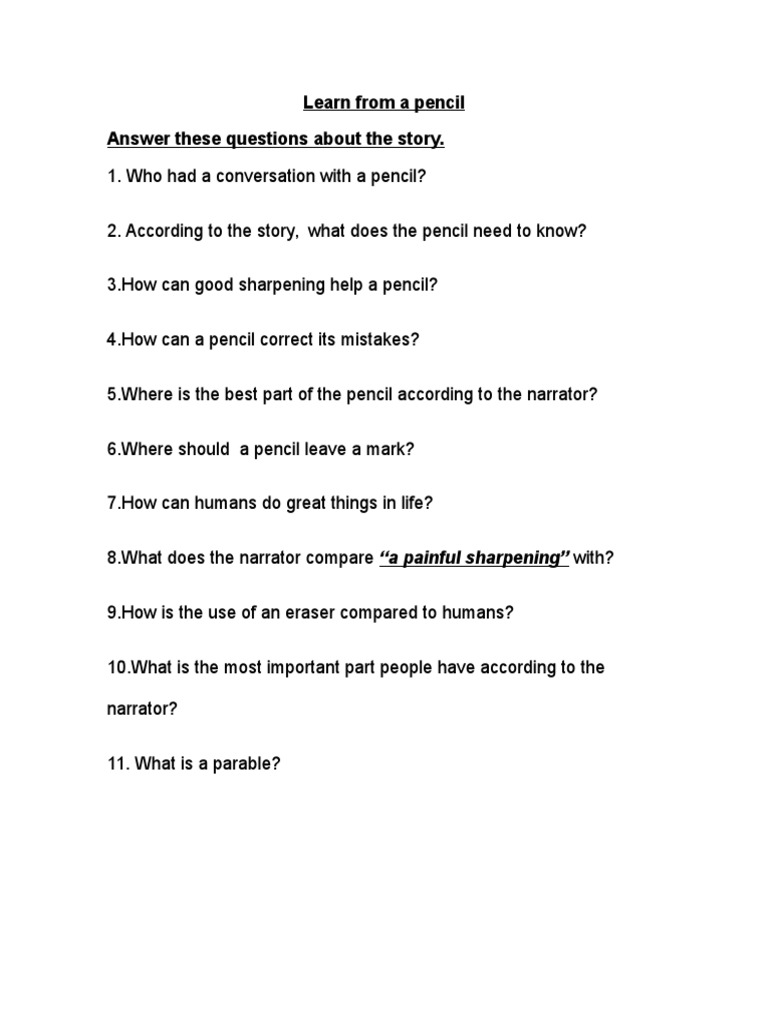Questions Learn From A Pencil | PDF