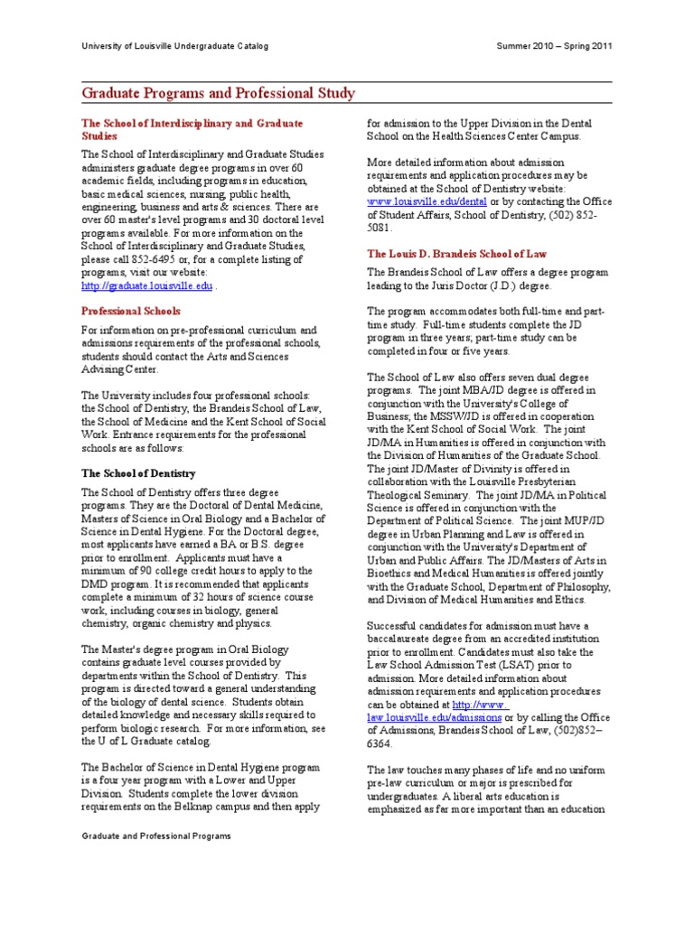 Graduate Programs and Professional Study | PDF