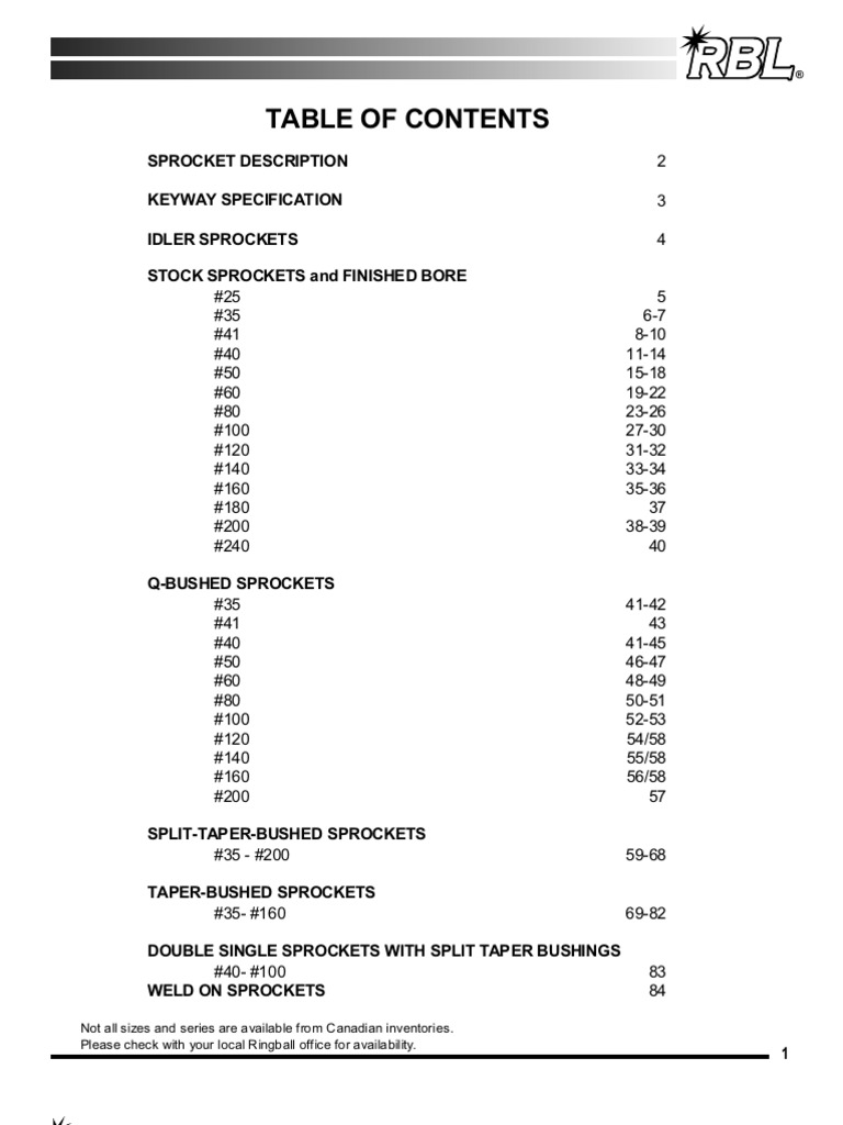 RBL Sprockets Rcs2008 | PDF | Manufactured Goods | Mechanical Engineering