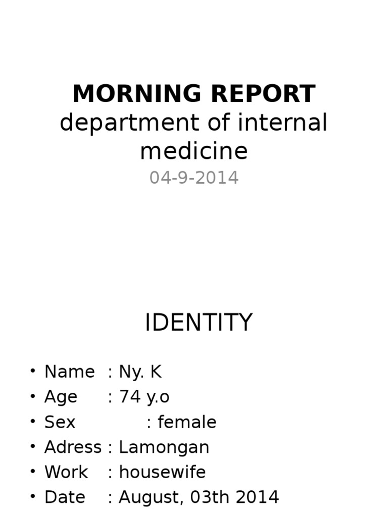 MORNING REPORT Ipd 040914 | PDF | Heart | Health Sciences