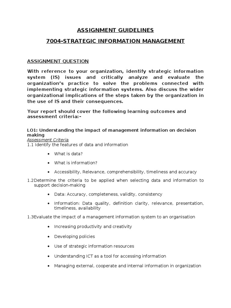 7004 Assignment Guidelines | PDF | Decision Making | Management ...
