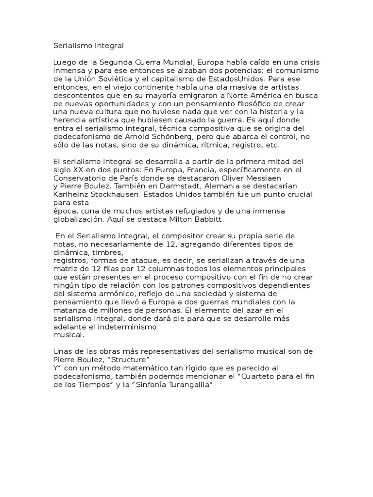 Serialismo Integral | PDF | Entretenimiento (general)