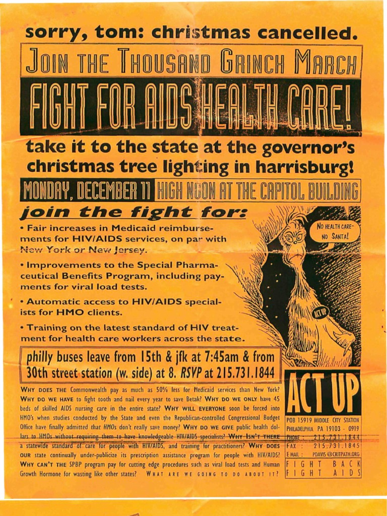 Flyer From ACT UP Demonstration in Harrisburg | PDF | Health ...