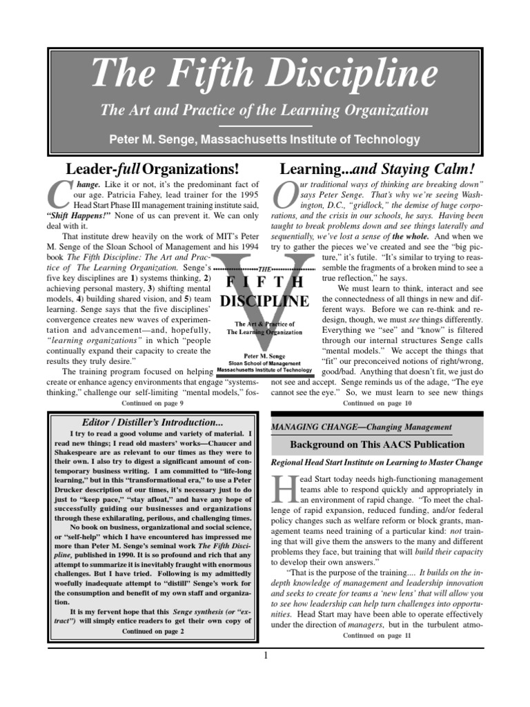Senge's Fifth Discipline Overview | PDF | Thought | Emergence