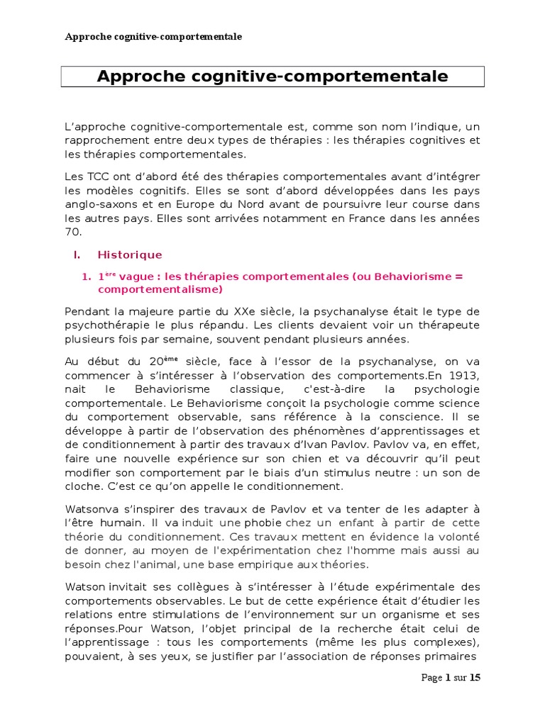 Approche Cognitive Comportementale | Thérapie cognitivo-comportementale ...