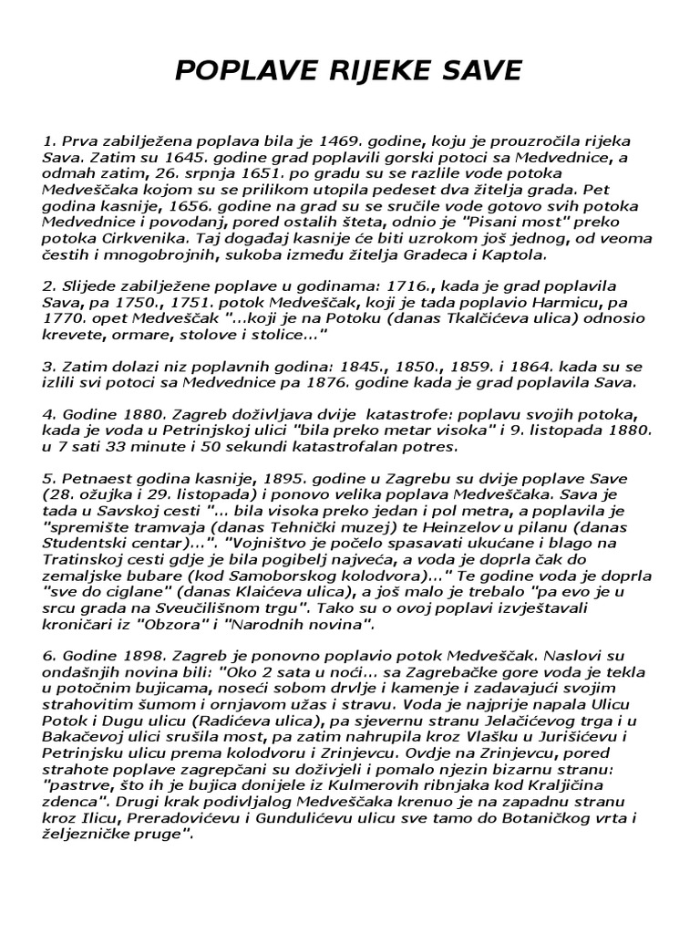 Poplave Rijeke Save | PDF