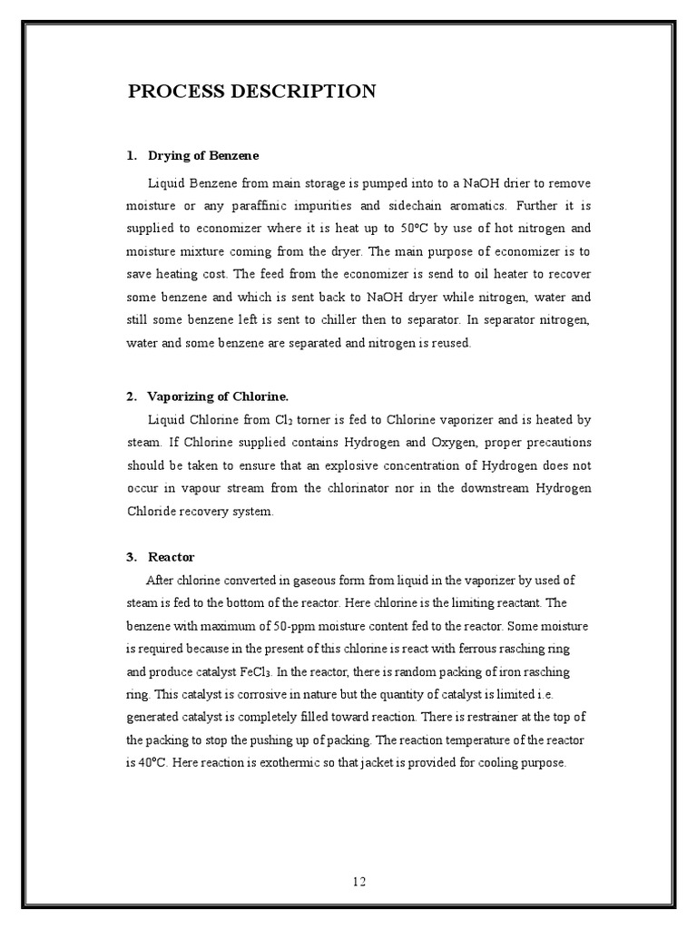 Chapter 3 Process Description | PDF | Chemical Reactor | Chlorine