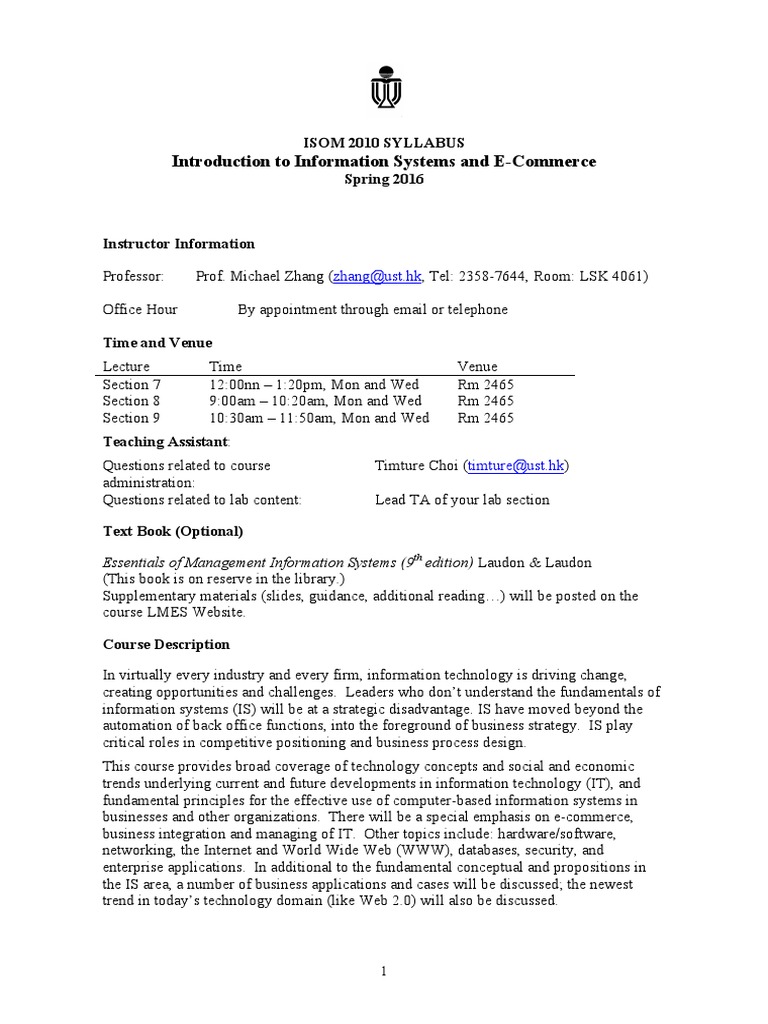ISOM 2010: Info Systems & E-Commerce | PDF | Career & Growth | Business