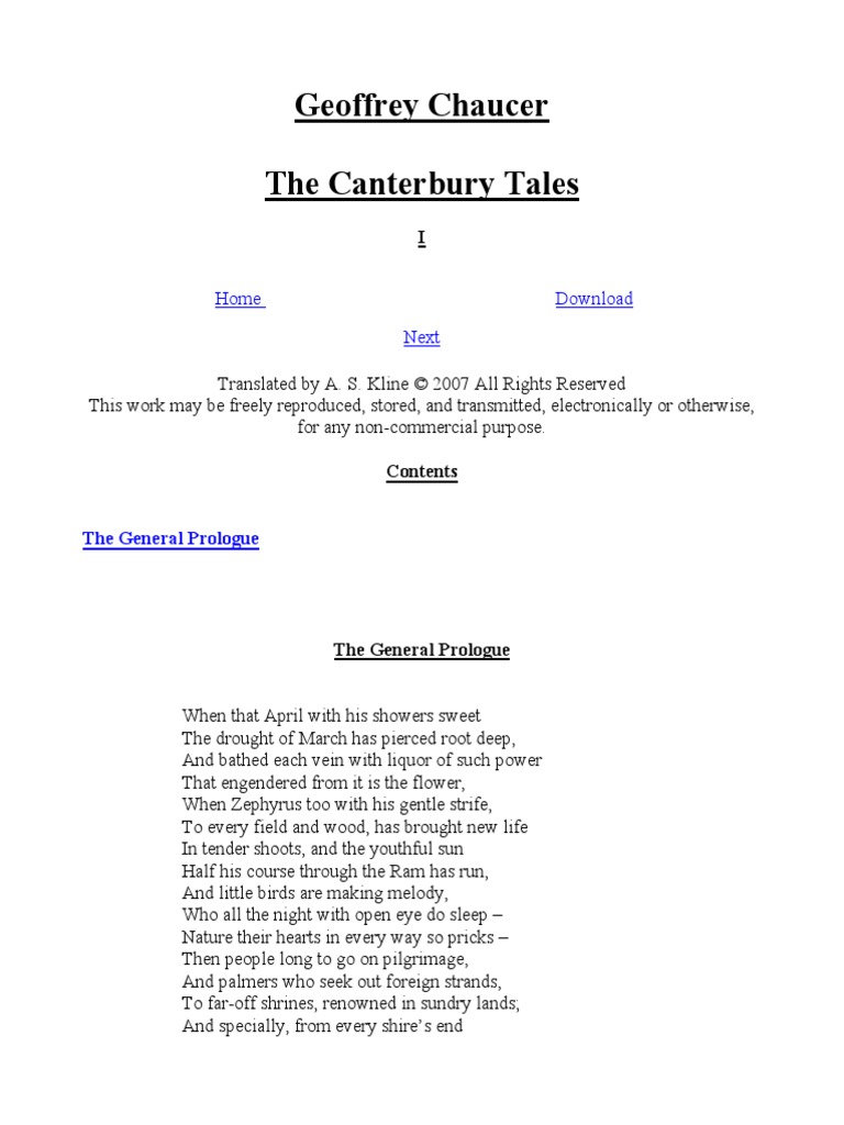 Canterbury Tales - General Prologue PDF | PDF