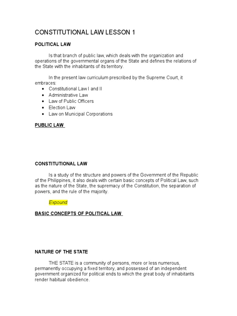 Constitutional Law Lesson 1 | Download Free PDF | Separation Of Powers ...