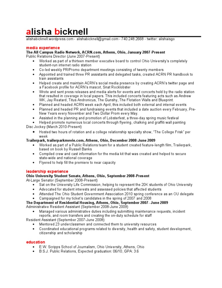 Alisha Bicknell Resume | PDF | Public Sphere