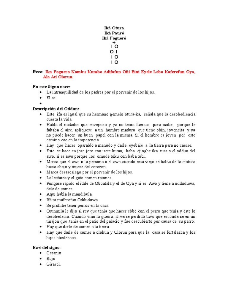178.iká Fogueró (Iká Otura, Iká Pauré) | PDF | Santeria | Deidades